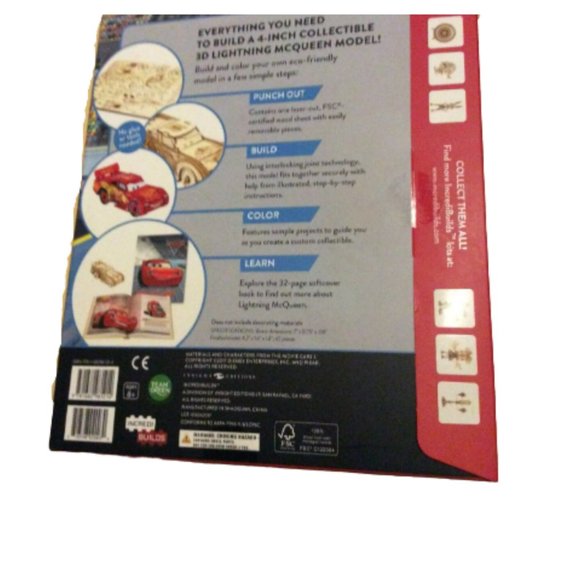 Incredibuilds | Toys | Disney Pixar Cars 3d Wood Model Kit 4 In And ...